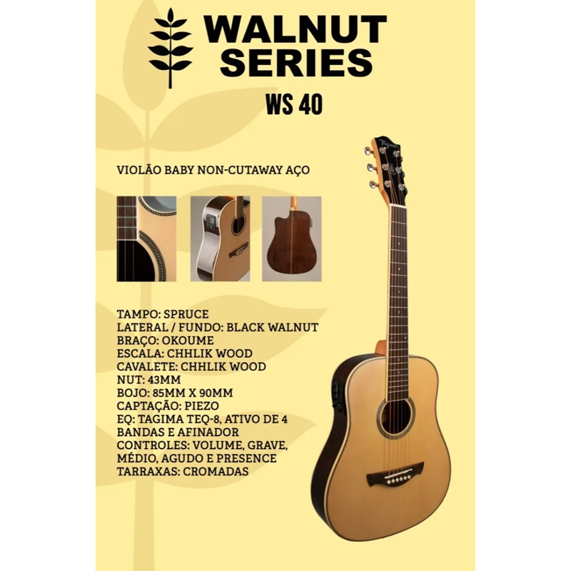 VIOLAO TAGIMA WS40 EQ NT NATURAL C/CORDAS DE AÇO - VIOLAO TAGIMA WS40 ...