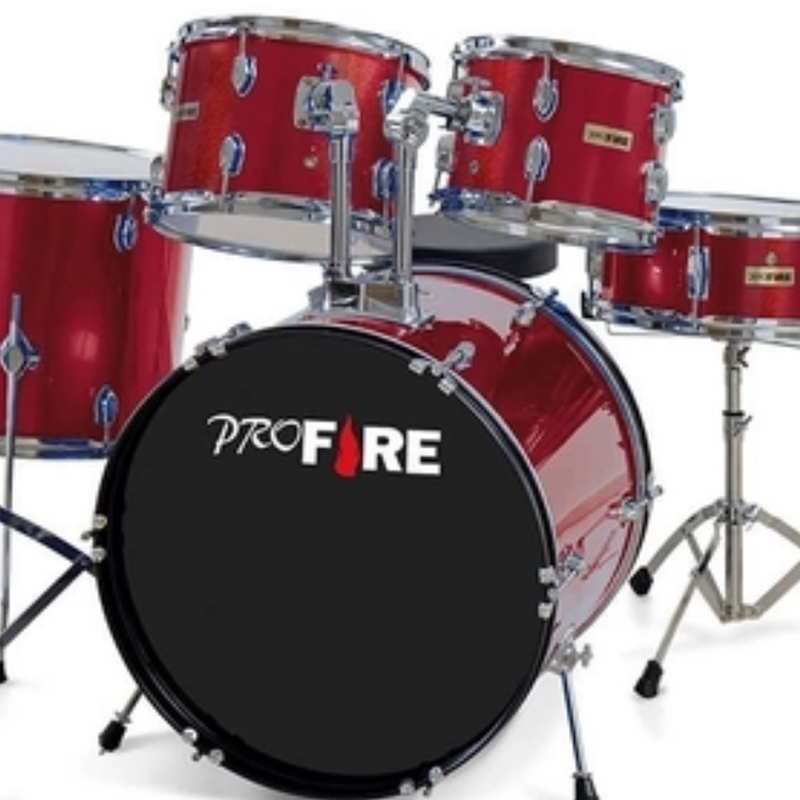 BATERIA PRO FIRE BUMBO 20 VERMELHA FERRAGEM CROMADA - BATERIA PRO FIRE BUMBO 20 VERMELHA ...