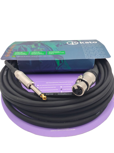 CABO DE MICROFONE KATO 7M K2 XLR + P10 MONO PRETO - CABO DE MICROFONE KATO 7M K2 XLR + P10 MONO ...