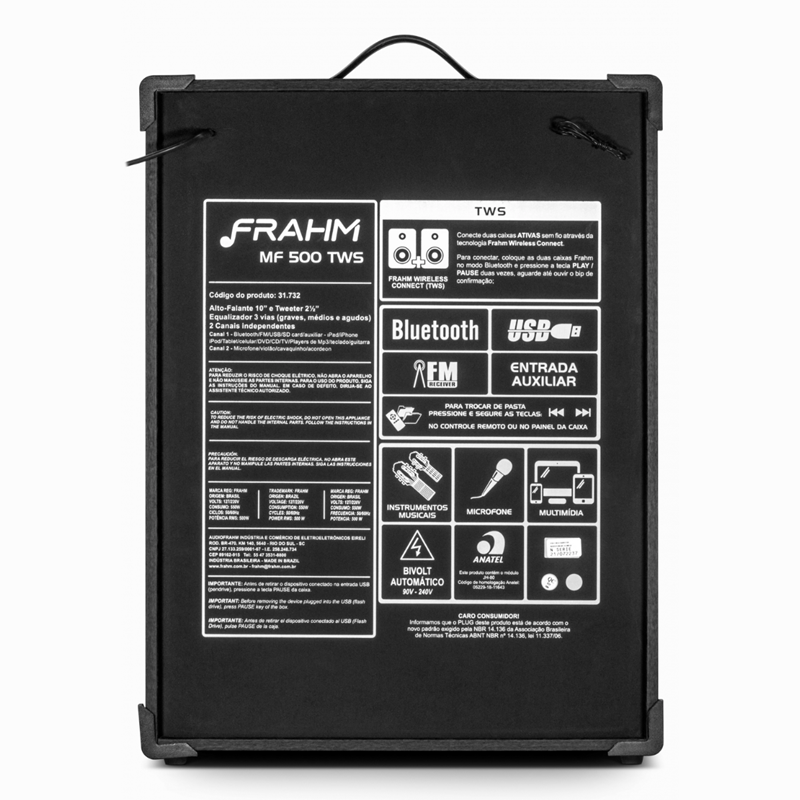 CAIXA AMPLIFICADA FRAHM MF500 TWS - CAIXA AMPLIFICADA FRAHM MF500 TWS - FRAHM
