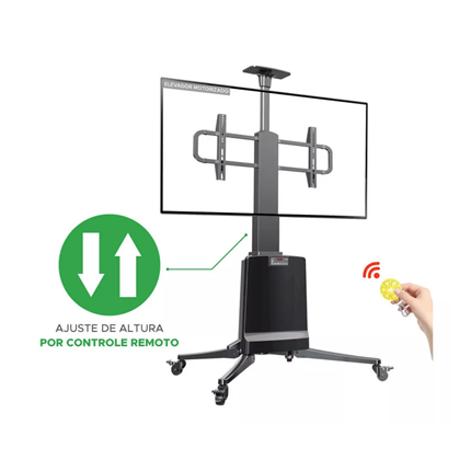 SUPORTE MOVEL PEDESTAL ELETRICO P/ TV 55 A 85 C/ REGULAGEM DE ALTURA E ...